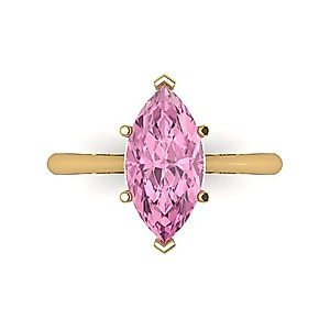 Clara Pucci 2.50 ct Marquise Cut Solitaire Pink Simulated Diamond Engagement Bridal Promise Anniversary Ring 18K Yellow Gold Size 9