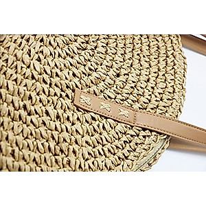 Block Garden Handmade Straw Shoulder Bag for Women Beach Bag Tote Handbag, 01 beige