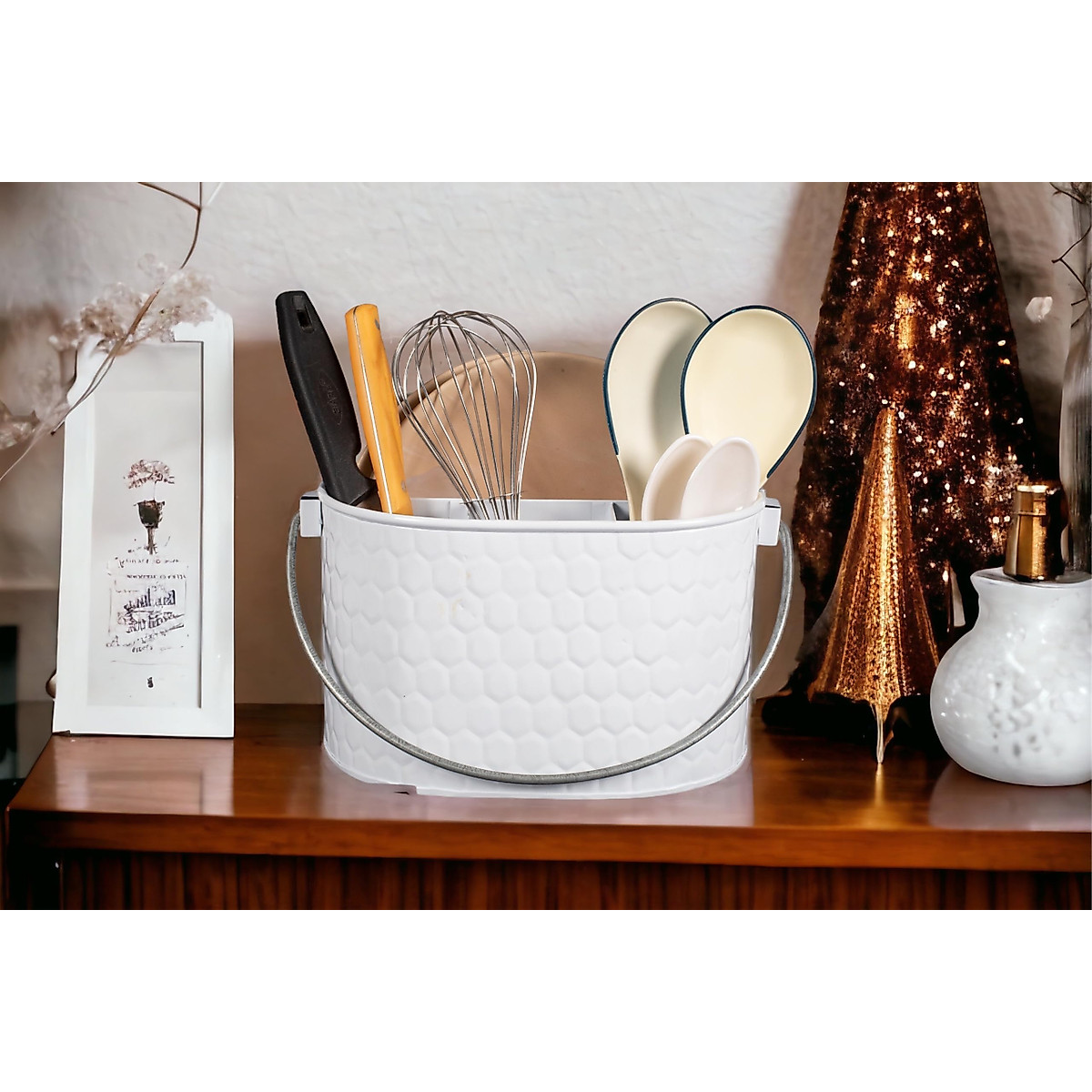 CLEENTABLE utensil caddy for parties, utensil caddy for countertop, kitchen utensil caddy, plate and utensil caddy - picnic utensil caddy, kitchen utensil caddy for countertop - 10 Inches (Grey)