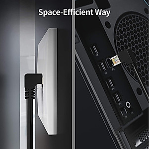 CableCreation CAT6 Ethernet Extension Cable, Shielded 8P8C Ethernet Patch Cable,Up Angled Support Bandwidth Up to 250mhz,1.6ft/0.5m,Black