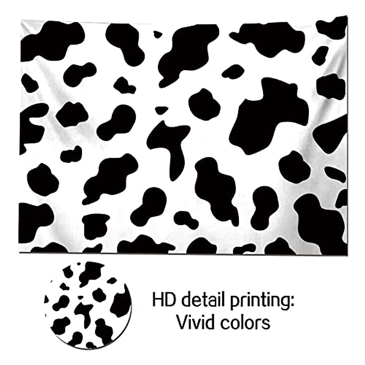 HQM 8x6FT Soft Fabric/Polyester Cow Party Photography Backdrops Black and White Farm Animal Happy Birthday Photo Background Kid's Newborn Baby Shower Banner Props, 8x6ft(240X180CM）