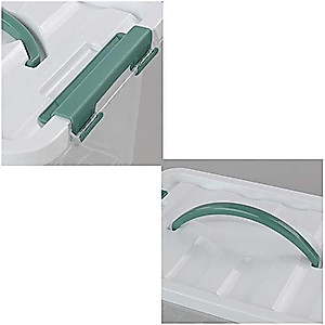 Gloreen 6 Quart Clear Storage Bins with Lid and Green Handle, Multipurpose Stackable Plastic Storage Latches Box/Containers, Set of 2