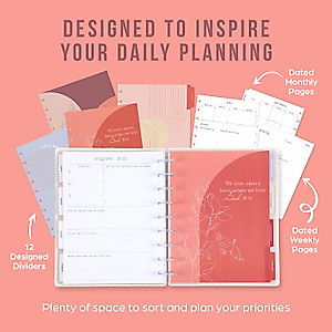 Happy Planner Disc-Bound 12-Month Planner, January 2024–December 2024 Daily, Weekly, Monthly Planner, Classic Size, Faith Layout, Peony & Sky Theme, 7 Inches by 9 3/4 Inches