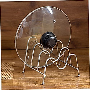 Gadpiparty Three Layer Pot Lid Rack Mug Holder Desk Topper Shelf Cutting Board Rack Organizer Desktop Stand Dishes Drying Rack Pan Cover Organizer Reusable Pot Lid Organizer Iron Wire Silver