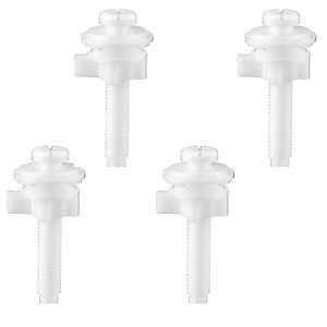 BUWUSMU Replacement Toilet Seat Screws, Kit with Plastic Hinge Bolt Screws, Nuts, and Washers for Top Toilet Seat Repair (White, 4 Pieces)