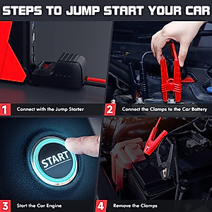 Smart Jump Starter Clamps, DBPOWER Battery Booster Replacement Alligator Clamps, Intelligent Jumper Cables with LCD Screen Compatible with DBPOWER DJS50 12V Car Jump Starters