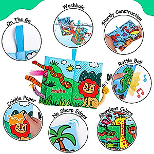 2 PCS Soft Cloth Baby Books 0-6 Months High Contrast Sensory Baby Toys 6 to 12 Months Crinkle Touch Feel Teething Carseat 9 18 Month Travel Essentials Tummy Time Infant 0-3 Months Newborn Shower Gift