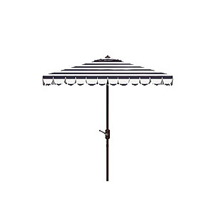 Safavieh PAT8411D Outdoor Vienna Black and White 7'6" Square Crank UV Protected Umbrella