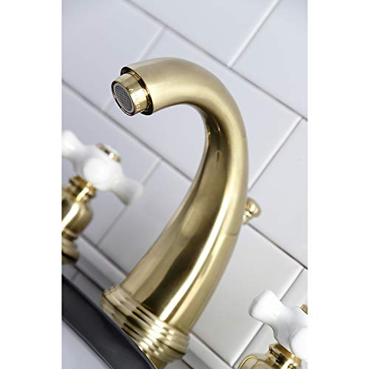 Kingston Brass KB987PXSB Victorian 2-Handle 8 in. Widespread Bathroom Faucet, Brushed Brass
