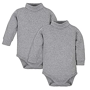 Gerber baby boys 2-pack Long Sleeve Turtleneck Onesies Bodysuits Footie, Gray, 24 Months US