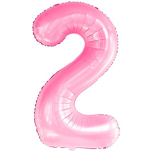 KatchOn, Giant Pink Number 2 Balloon - 40 Inch, Two Balloon | Light Pink 2 Balloon Number | 2nd Birthday Decorations for Girl | 2 Year Old Birthday Decorations Girl, Two Sweet Birthday Decorations