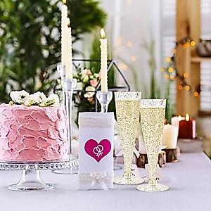 JOLLY CHEF 30 Pack Plastic Champagne Flutes Disposable 4.5 Oz Gold Glitter Plastic Champagne Glasses Perfect for Wedding, Thanksgiving Day, Christmas