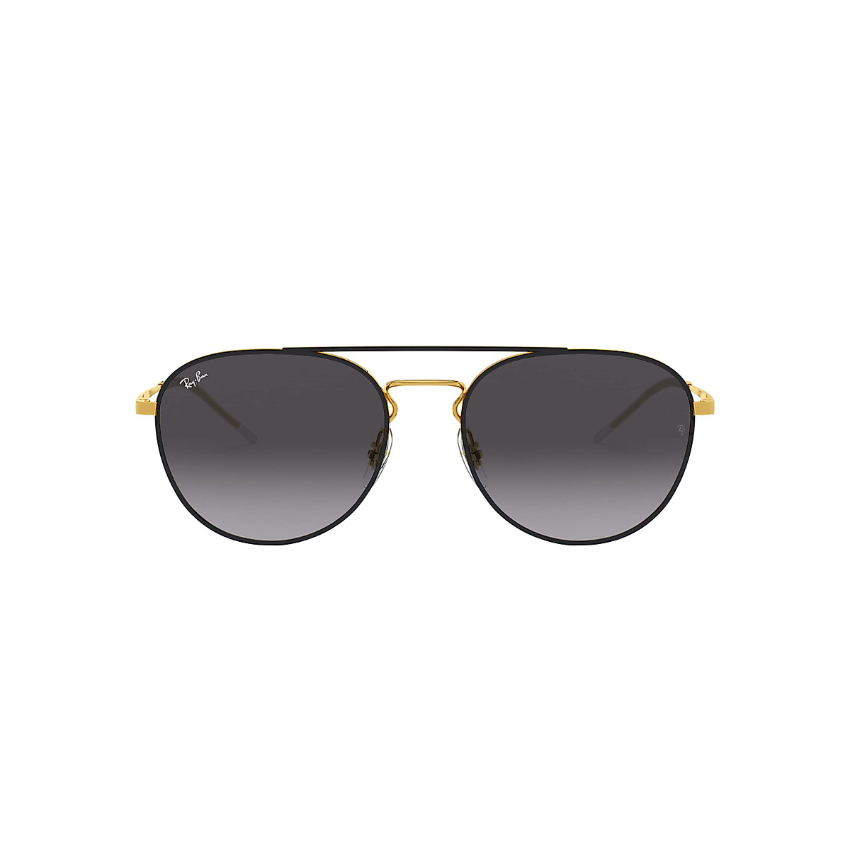 Ray-Ban RB3589 Square Sunglasses, Black On Gold/Light Grey Gradient Dark Grey, 55 mm