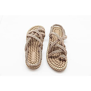 Alpy Rope Shoes | Straw Strap Slide Sandals | Walking Sandals |0 Handmade | Eco-friendly | For women (Mink, us_footwear_size_system, adult, women, numeric, narrow, numeric_6)