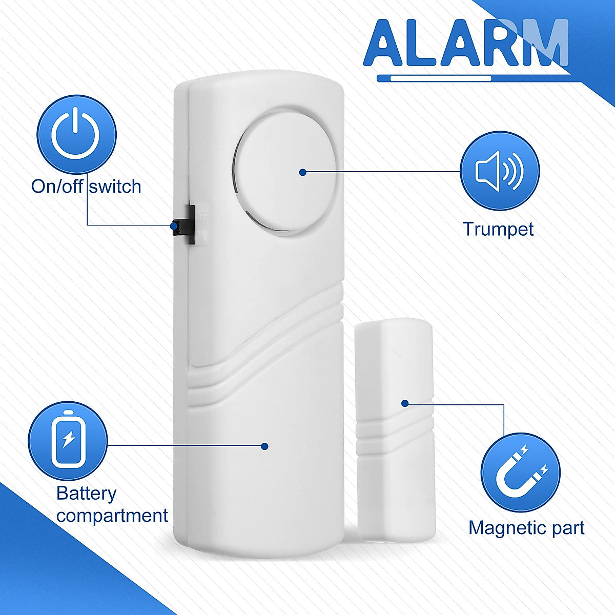 16 Pieces Door Window Alarm for Home Security Bulk Wireless Door Window Alarm Sensors Anti Theft Window Security Alarm Burglar Alarm for Kids Safety, Doorbell, Office, House Security Protection