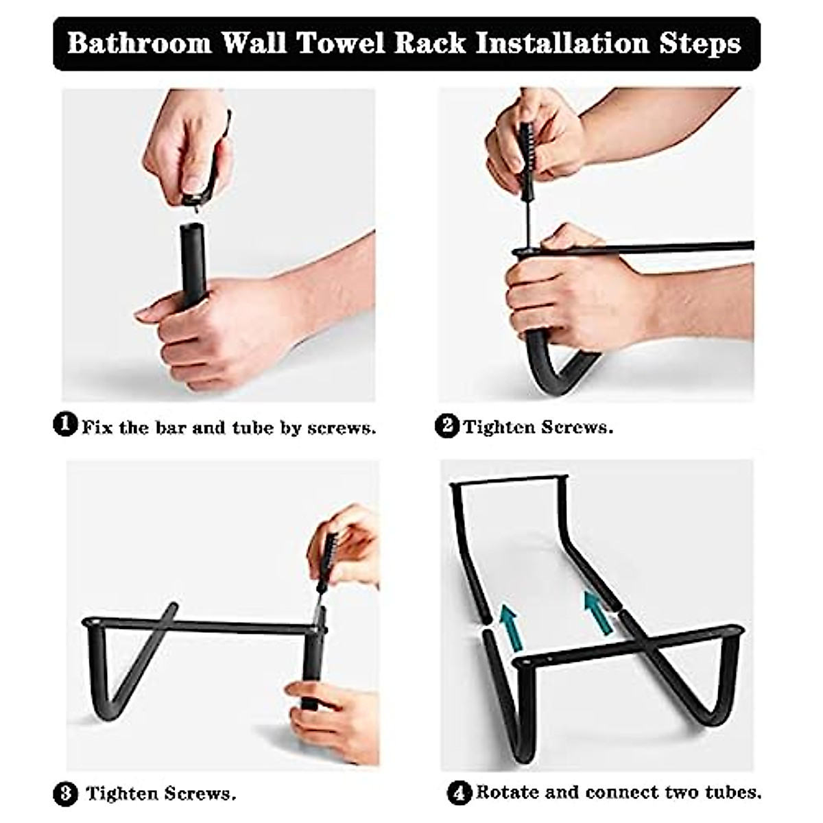 KITHOLD Adhesive Towel Racks for Bathroom, Wall Mounted Bathroom Towel Storage, Stainless Steel Bath Rolled Towels Holder Towel Organizer Shelf for Folded Large Towel Beach Shower Towel - Black