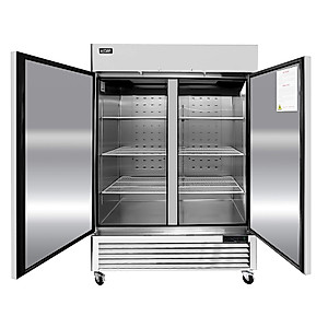 KITMA 2 Door Commercial Freezer 54" Commercial Reach-in Freezer Cooler, Commercial Fridge with LED Lighting, 49 Cu. Ft