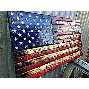 Handmade Rustic Wooden "Battle Tested" American Flag.
