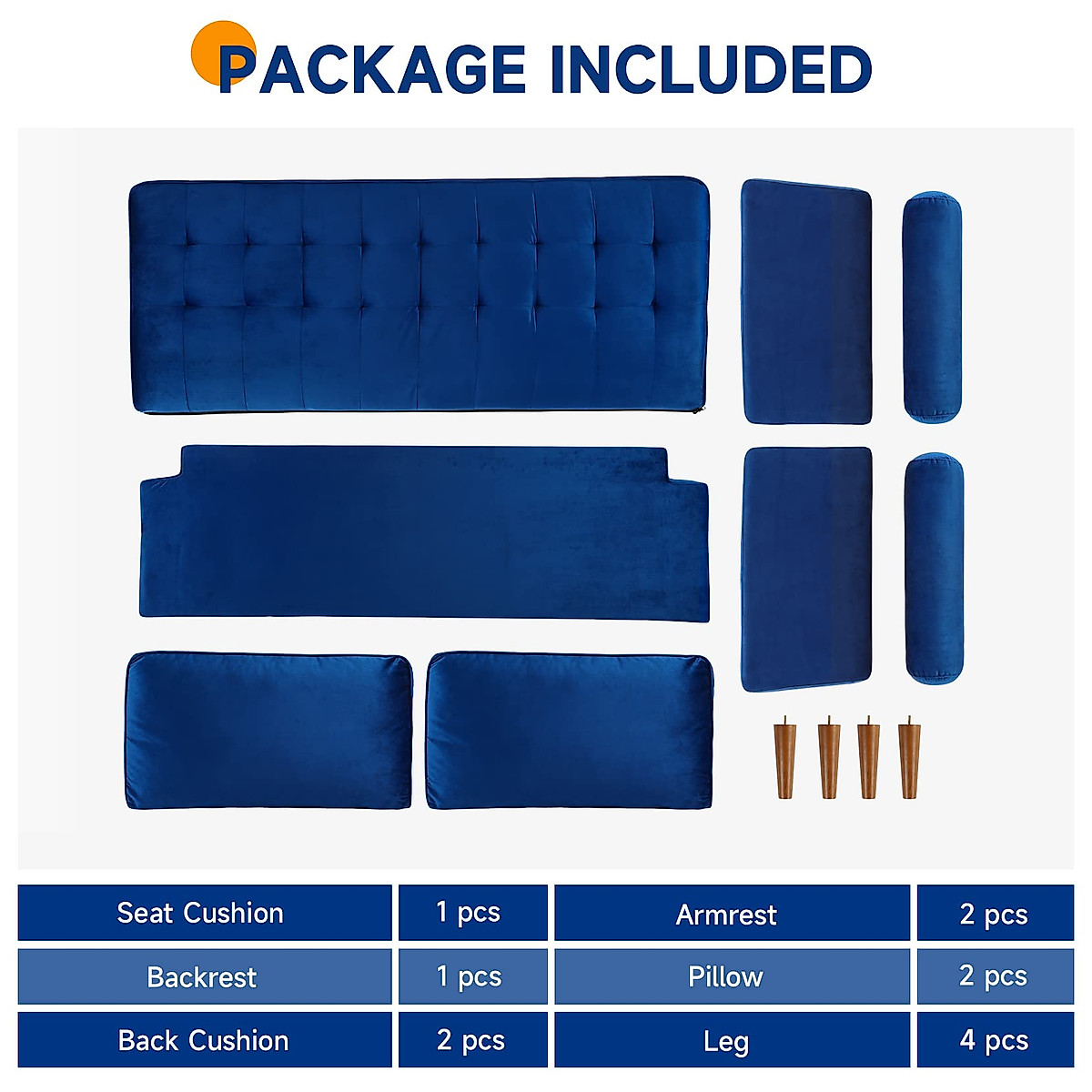 Vesgantti Blue Velvet Couch 70 inch, 3 Seater Loveseat Sofa, Mid Century Modern Couches for Living Room, Upholstered Velvet Sofa with 2 Pillows, Button Tufted Sofa for Bedroom, Home Office, Apartment