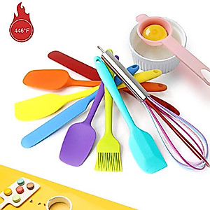 Multicolor Silicone Spatula Set - 446°F Heat Resistant Rubber Spatulas for Cooking,Baking,Mixing.One Piece Design with Stainless Steel Core.Nonstick Cookware friendly,BPA-Free,Dishwasher Safe