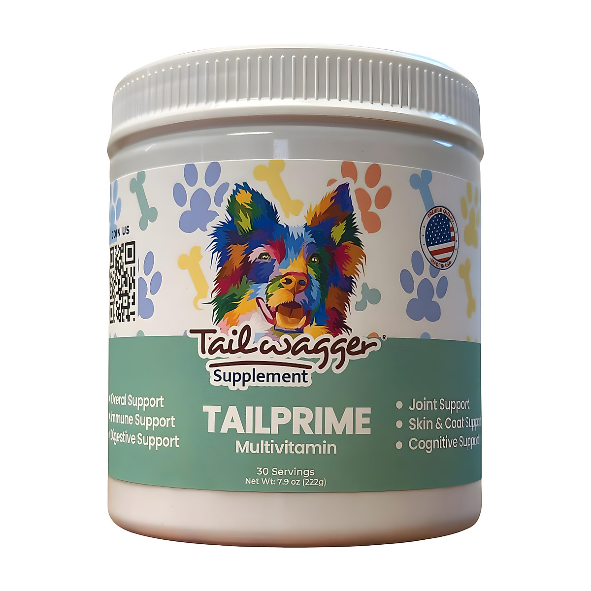 Tailwagger Hip, Joint, Energy & Vitaly Support Supplement for Dogs - Supports Digestive Health, Immune System, Heart and Skin Health - 30 Servings, 7.9 oz.