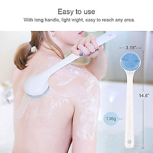 V-TOP 20 Pack Toothbrush Covers + Silcone Back Brush with Long Handle (Blue)