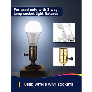 UNILAMP 3 Way LED Light Bulbs, 3 Way Light Bulbs 30 70 100W Equivalent, Daylight White 5000K, Three Way A19 Light Bulbs E26 Medium Base, 3-Way Light Bulbs for Desk Lamps, Floor Lamps, 2 Pack