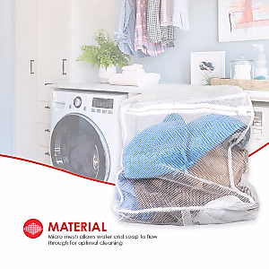 Laundry Bag For Washing Machine, (White), By Home Basics | Lingerie Mesh Laundry Bag With Zipper | Washer Bags For Laundry and Travel