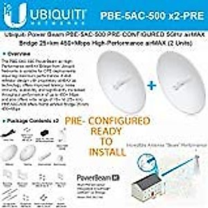 Ubiquiti PowerBeam PBE-5AC-500 2Units PRE-CONF 5GHz airMAX Bridge 25+km 450+Mbps