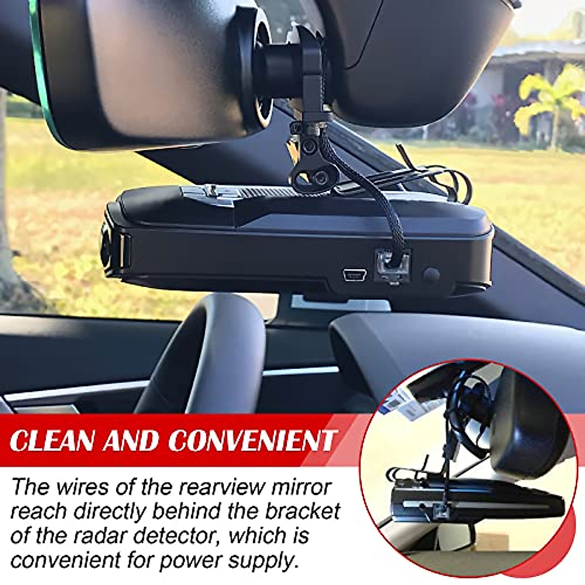 Hydencamm Upgraded Mirror Plug Wire Tap Radar Detector Hardwire Power Cord Kit 16" for Escort Valentine One Uniden Beltronics, Mount RJ11 with Braided Set of 3