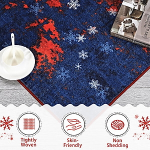 CAROMIO Christmas Hallway Runner Rug Holiday Decorative Xmas Snowflake Area Rug, Washable Stain Resistant Non-Slip Floor Cover Modern Abstract Entrance Carpet for Laundry Kitchen, 2' x 8'