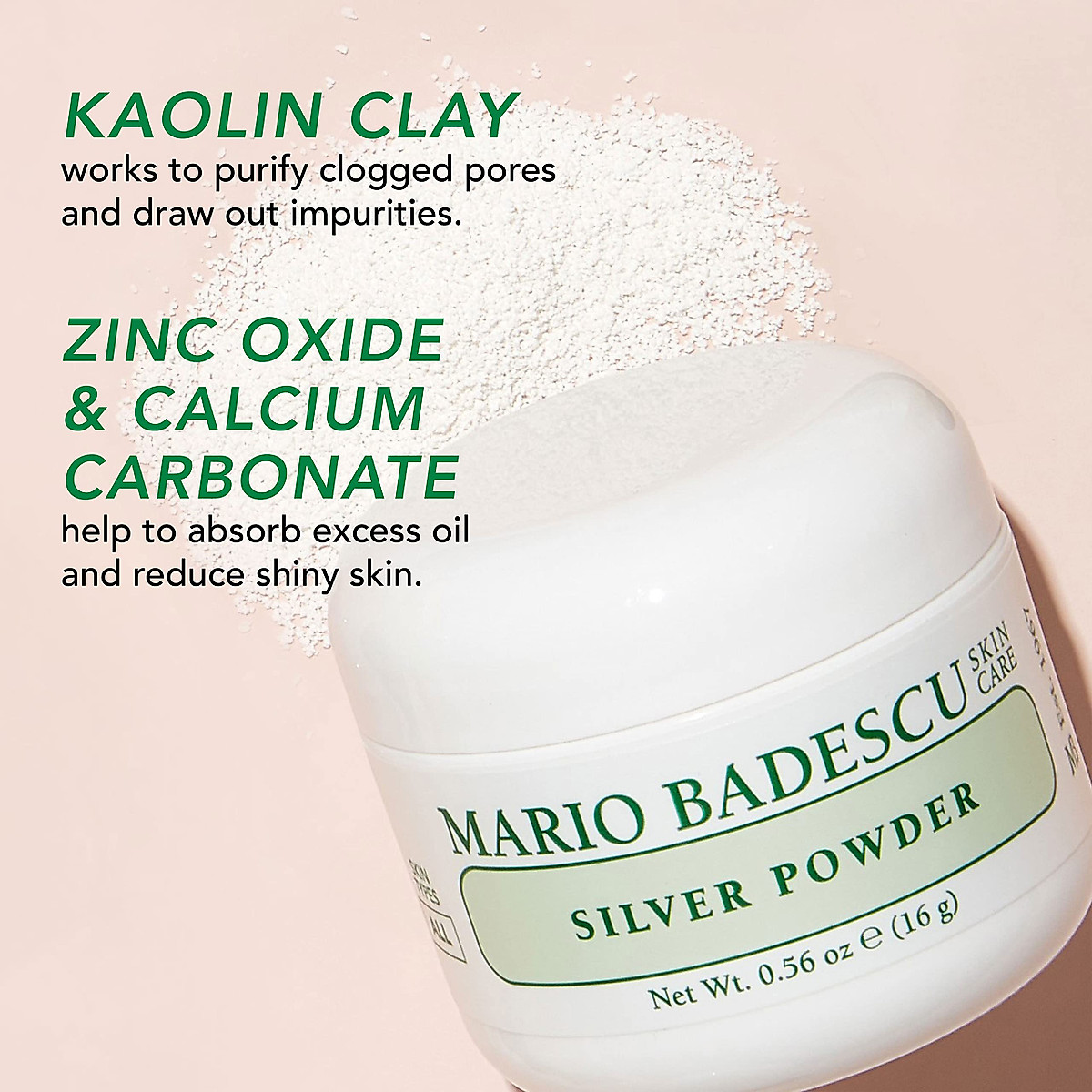 Mario Badescu Silver Powder, Skin Care Facial Pore Cleansing Mask With Kaolin Clay & Zinc Oxide, 0.56 Oz