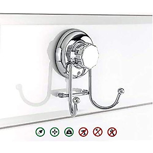 Stainless Steel Vacuum Hook, Super Suction Suction Cup,Suitable for Bathroom and Kitchen(Two Pieces) (Silver)