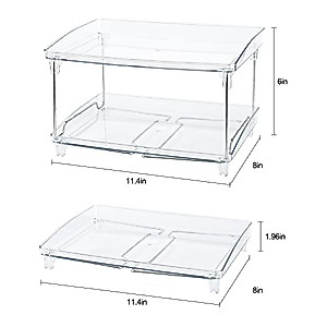 2 Tier Makeup Organizer Perfume Organizer Acrylic Bathroom Organizer Countertop Makeup and Perfume Organizer Collapsible Makeup Shelf Organizer for Vanity, Bathroom Counter, Kitchen Cabinets (Clear)