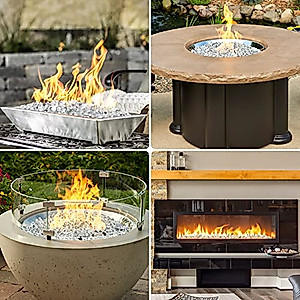 Onlyfire 10 pounds Fire Glass for Propane Fire Pit and Gas Fireplace, 1/4 Inch Reflective Firepit Glass Rocks for Fire Pit Table and Fire Bowl, High Luster Platinum