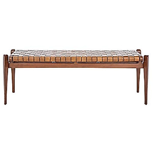 Safavieh Couture Home Dilan 47-inch Brown and Light Brown Leather Weave Bench