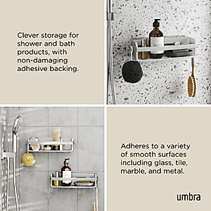 Umbra Flex Adhesive Shower Shelf for Bathroom, Grey