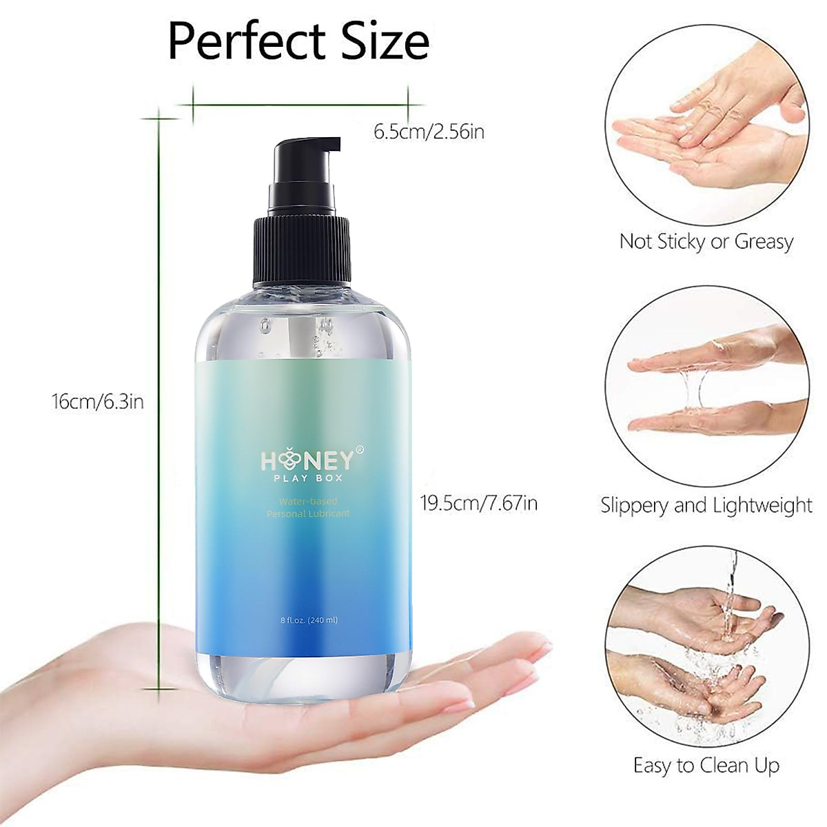 Water Based Personal Lubricant Parabens Free - Clean and Non-Staining, Silky Smooth, Latex Compatible Sex Lube for Men, Women and Couples Pleasure-Enhancing (8 Fl Oz)