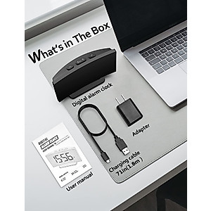 GOLOZA Digital Alarm Clock for Bedroom, Digital Clock with Modern Curved Design, Conspicuous White LED Numbers, 5 Levels Brightness+Off, 2 Volume, 3 Alarm Tones, Snooze,Power-Off Memory,12/24H