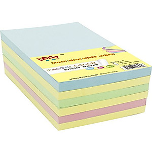 4A Sticky Notes,4 x 6 Inches,Large Size,Pastel Assorted,Self-Stick Notes,100 Sheets/Pad,6 Pads/Pack,4A 406x6