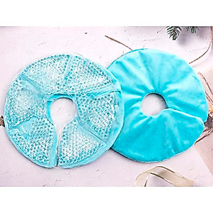 Breast Therapy Ice Packs, Hot and Cold Breast Pads, Breastfeeding Essentials Large Gel Bead Packs for Moms, 2 Pack (2 Ice Pack +2 Cover(Teal))