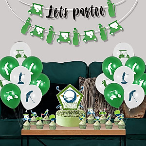Ahzemepinyo Golf Themed Banner Garland Let's Par-Tee Banner Golf-Themed Birthday Party Decoration for Golf Par-Tee Time Birthday Baby Shower Decoration
