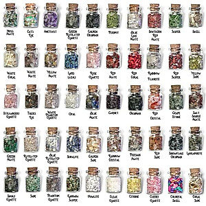 Spell Crystals in Bottles | Crystals for Witchcraft | Mini Crystals for Spell Jars (50 Bottle Set)
