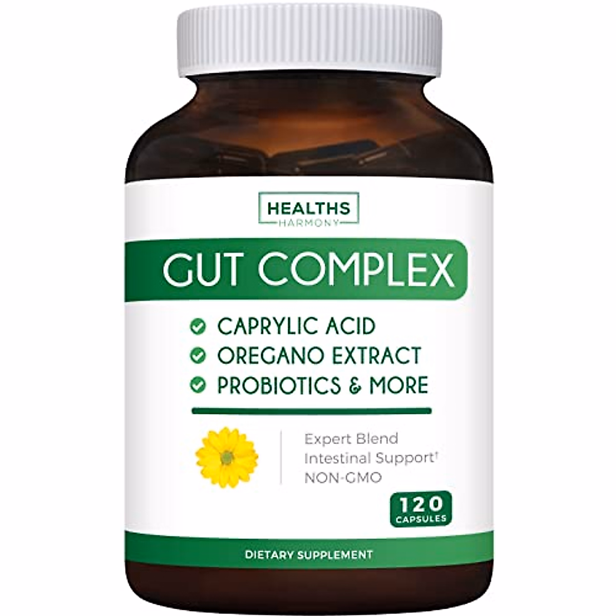Candida Support (120 Capsules) - Caprylic Acid, Oregano Oil & Probiotics Help Maintain Already Normal Levels of Yeast and Candida - Vegetarian, Non-GMO Intestinal Supplement - Gut Cleanse (No Pills)