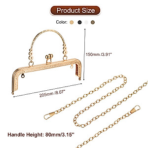 uxcell 8 Pcs Metal Purse Frames Set - 8.07" Kiss Lock Clasp Frame Embossed Clutch Frame with Handle for Coin Purse Making DIY Craft, Mixed Color