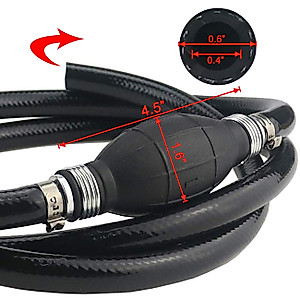 Sunnyglade 6FT Fuel Line Assembly 3/8" Hose Line Marine Outboard Boat Motor RVs Fuel Assembly with Primer Bulb Steel Hose Clamps