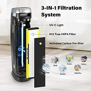 2 Pack FLT5000 True HEPA Replacement filter C for AC5000, AC5000E, AC5250PT, AC5350B, AC5350BCA, AC5350W, AC5300B, CDAP5500B, AP2800CA