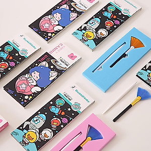 40 Card Rainbow Sparkle Scratch Painting Note, Hand-Eye Coordination Art&Crafts, Mini Magic Scratch DIY Graffiti Creative Bookmarks Gift for Kids&Adults, 8.5''x3.2'' (Canine Girl/Duckbill Baby Space)