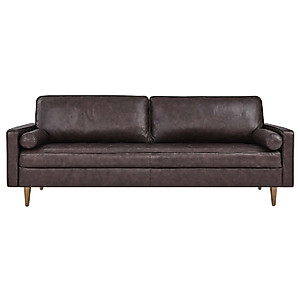 Modway Valour 88" Modern Style Leather and Dense Foam Sofa in Brown Finish