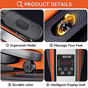 ROTAI Under Desk Elliptical Massage Machine for Elderly Seniors Electric Leg Circulation Foot Pedal Exerciser, Smart Portable Trainer for Home & Office with Remote and LCD Monitor (Orange)